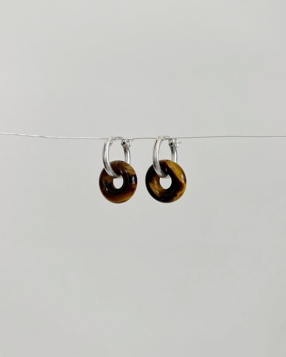 Kate Tigers eye S925 Sterling Silver Huggie Hoop Earring – Drea Studio